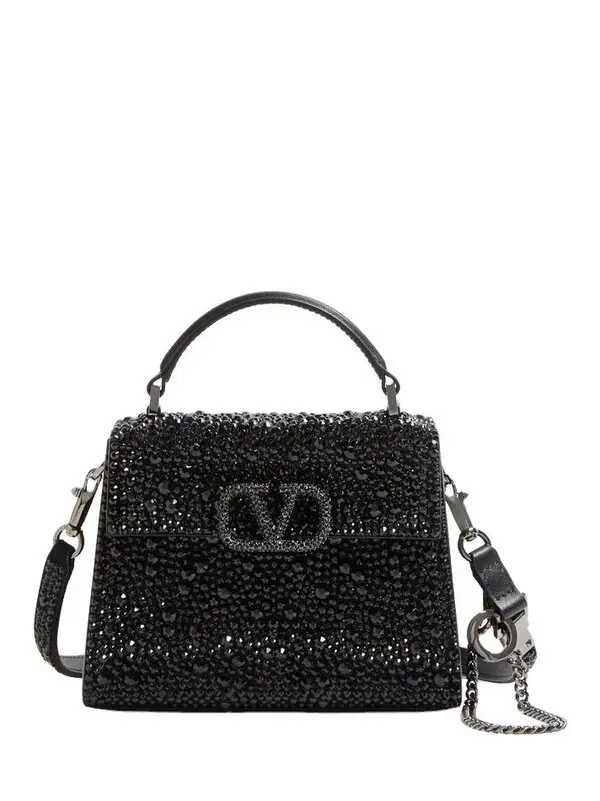 Valentino Garavani Vsling Mini Handbag With Rhinestones - Jet