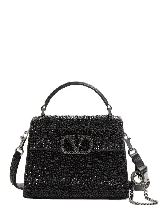 Valentino Garavani Vsling Mini Handbag With Rhinestones - Jet