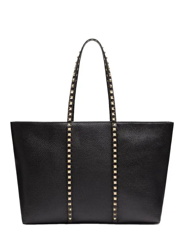 Valentino Garavani Rockstud Grainy Calfskin Shopping Bag - Black