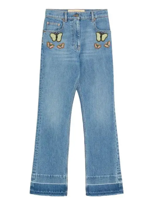 Valentino Garavani Embroidered Denim Trousers - Blue