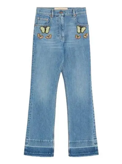 Valentino Garavani Embroidered Denim Trousers - Blue