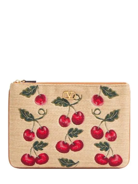 Valentino Garavani Vlogo Signature Pouch - Natural/red