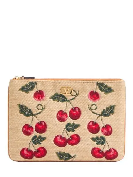 Valentino Garavani Vlogo Signature Pouch - Natural/red