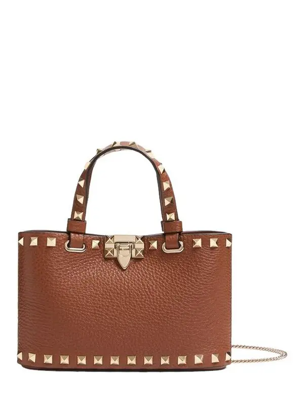 Valentino Garavani Rockstud Mini Shopping Bag - Saddle Brown