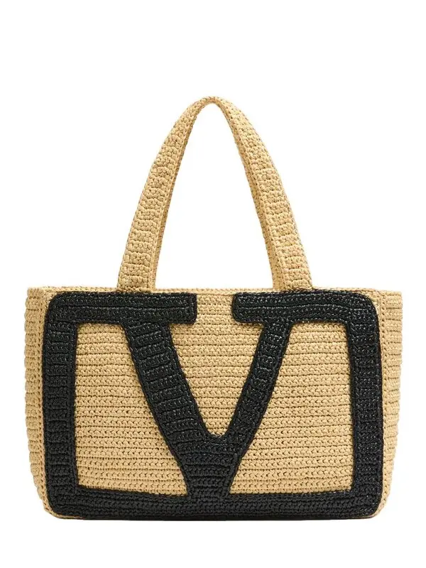 Valentino Garavani Viva Superstar Large Raffia Shopper - Natural