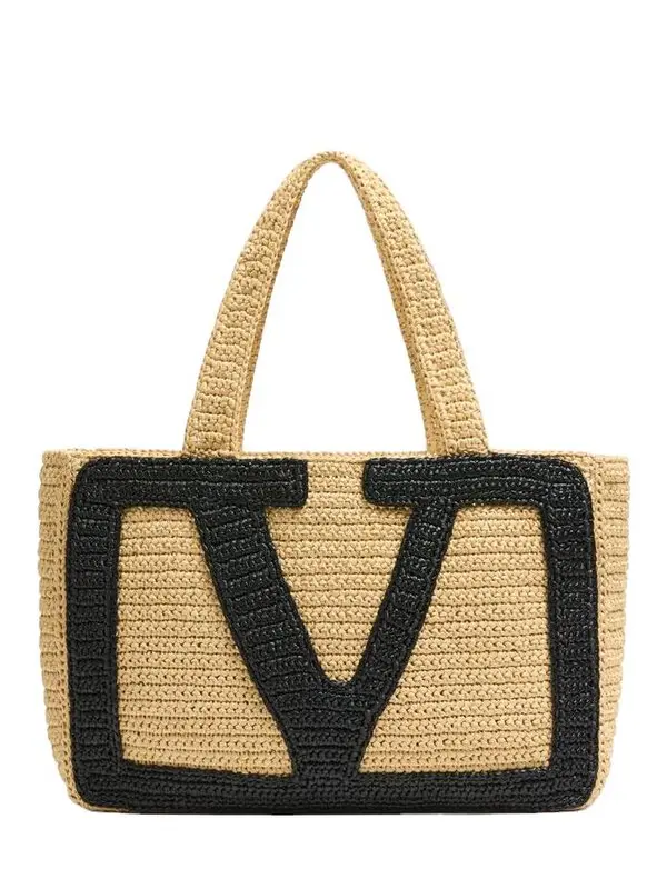 Valentino Garavani Viva Superstar Large Raffia Shopper - Natural
