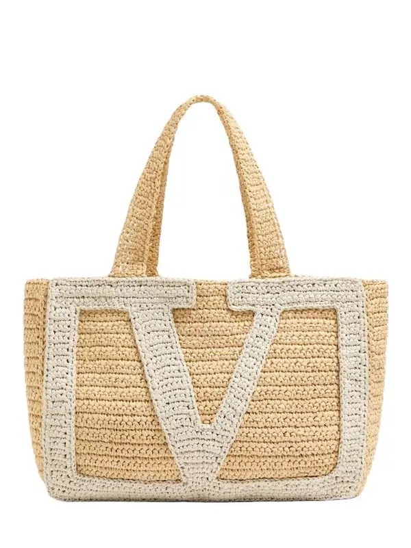 Valentino Garavani Viva Superstar Large Raffia Shopper - Natural/butter