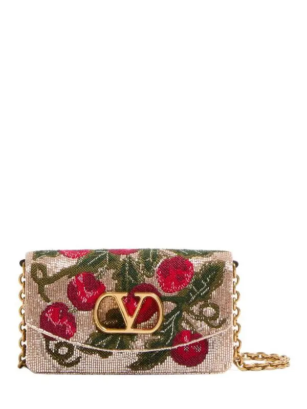 Valentino Garavani Vain Embroidered Clutch - Beige/multicolour