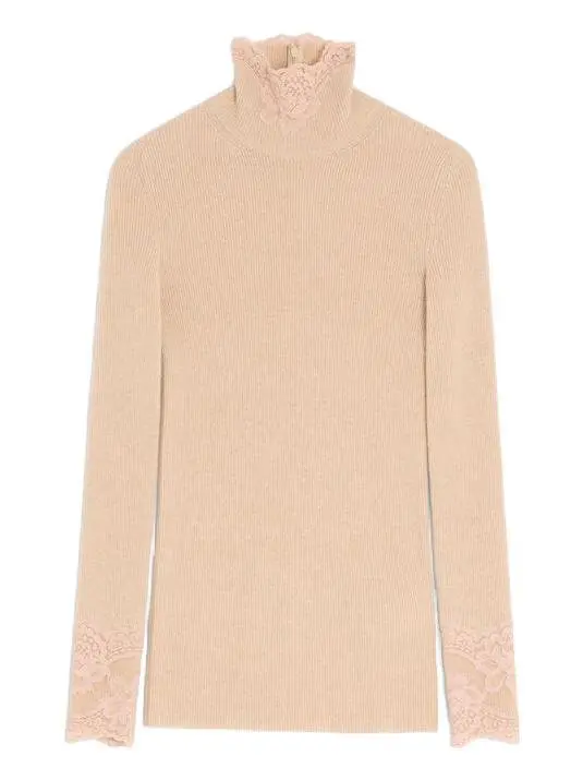 Valentino Garavani Cashmere Jumper With Lace Detail - Alabaster