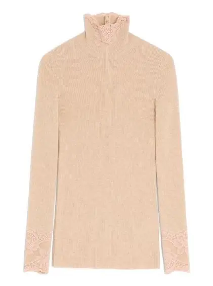 Valentino Garavani Cashmere Jumper With Lace Detail - Alabaster