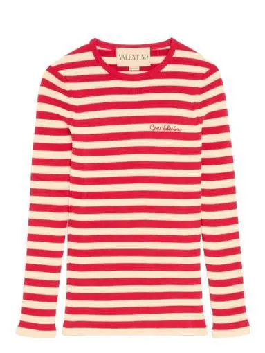 Valentino Garavani Cotton Jumper With Lace Accents - Birch/paris