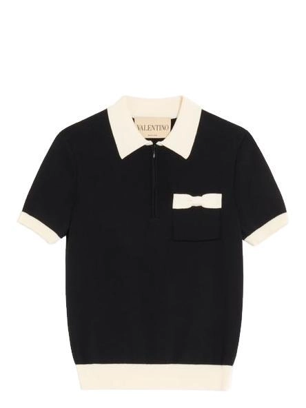 Valentino Garavani Lace Trimmed High Neck Jumper - Black/latte