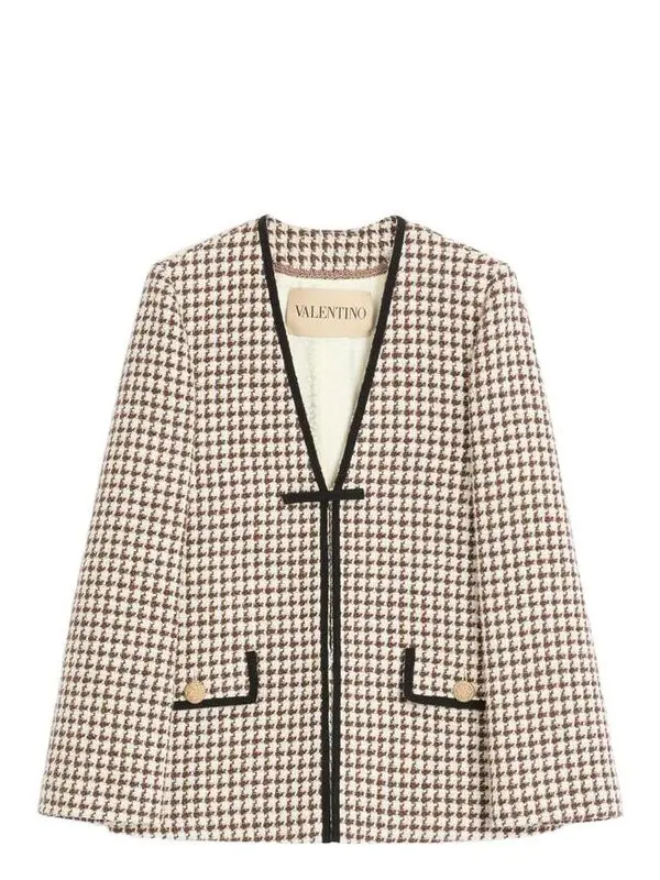Valentino Garavani Light Tweed Pied De Poule Jacket - Latte/testa Di Moro