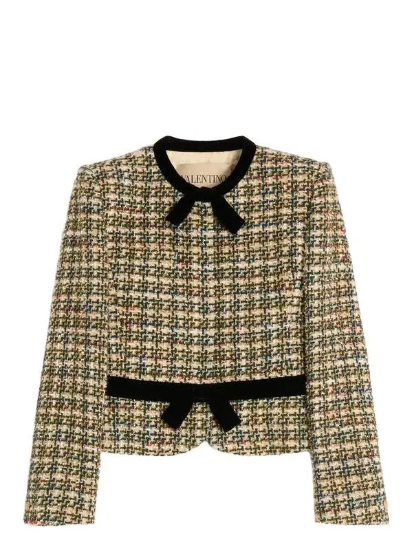 Valentino Garavani Tweed Jacket With Velvet Details - Multicolour