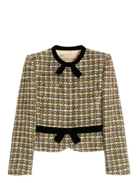 Valentino Garavani Tweed Jacket With Velvet Trim - Multicolour