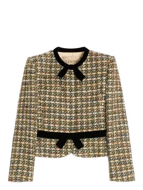 Valentino Garavani Tweed Jacket With Velvet Trim - Multicolour