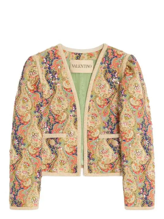 Valentino Garavani Piquet Jacket With Voyage Imaginaire Paisley Print - Multicolour