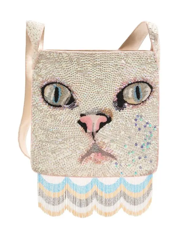 Valentino Garavani Le Chat De La Maison Embroidered Shoulder Bag - Butter