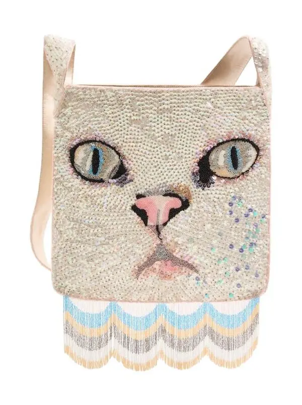 Valentino Garavani Le Chat De La Maison Embroidered Shoulder Bag - Butter