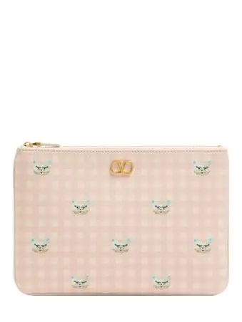 Valentino Garavani Vlogo Signature 'le Chat De La Maison' Clutch - Pink/ivory
