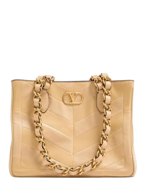 Valentino Garavani Laseine Small Shopping Bag - Gold Beige