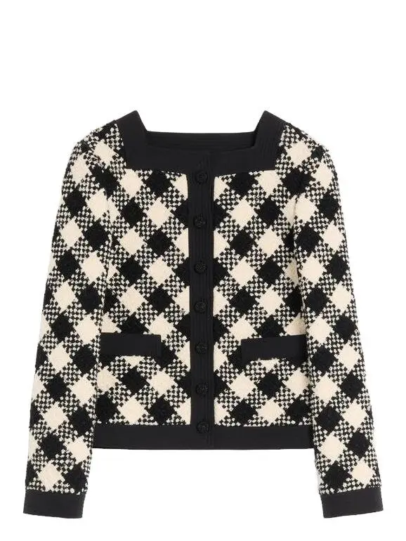 Valentino Garavani Damier Tweed Jacket - Butter/black