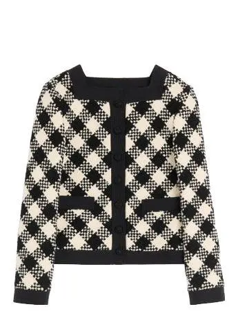 Valentino Garavani Damier Tweed Jacket - Butter/black