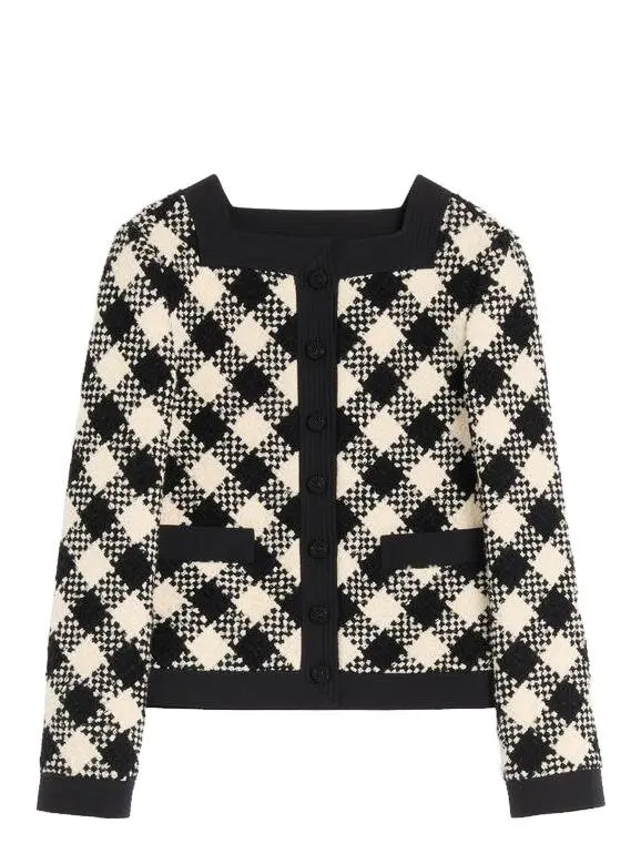 Valentino Garavani Damier Tweed Jacket - Butter/black