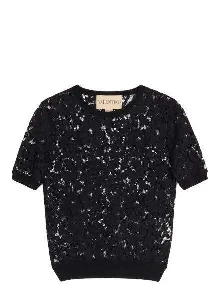 Valentino Garavani Lace And Cotton Jumper - Black
