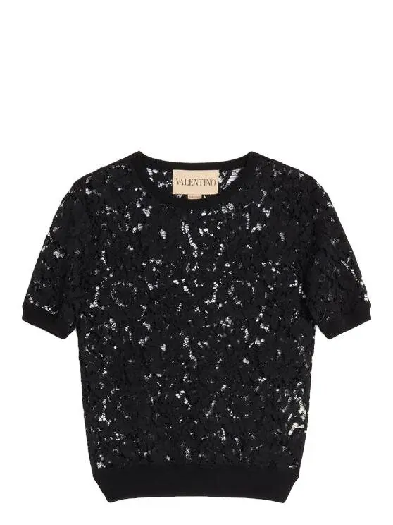 Valentino Garavani Lace And Cotton Jumper - Black