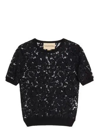 Valentino Garavani Lace And Cotton Jumper - Black