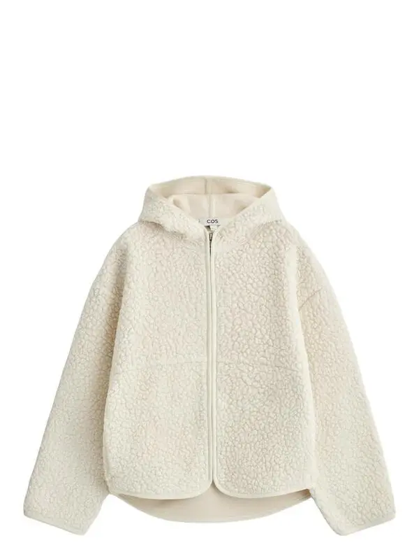 Cos Hooded Teddy Jacket - White