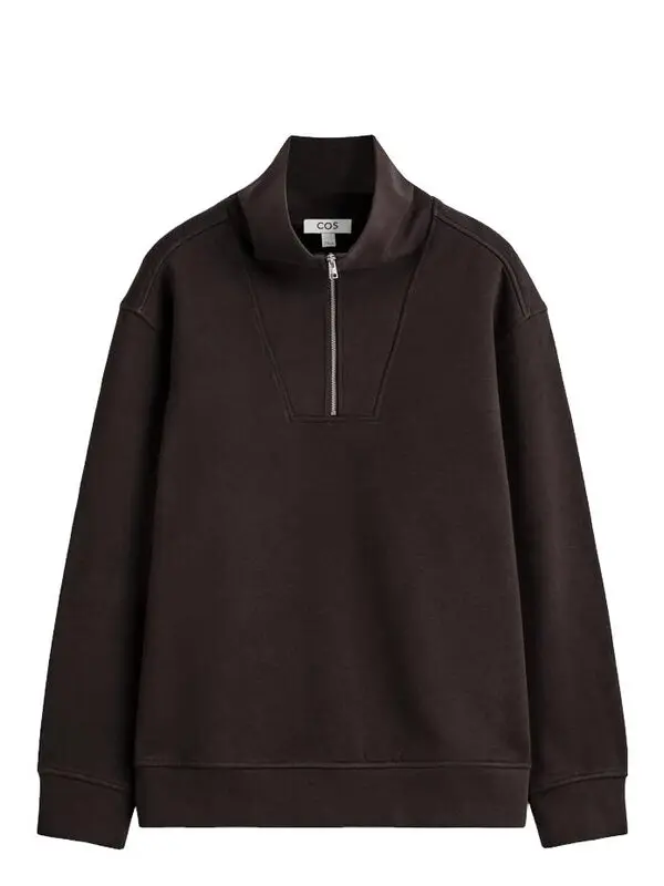Cos Funnel-neck Zip-up Sweater - Brown