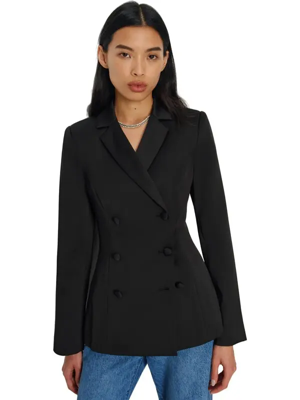REFORMATION Caden Satin Blazer - Black