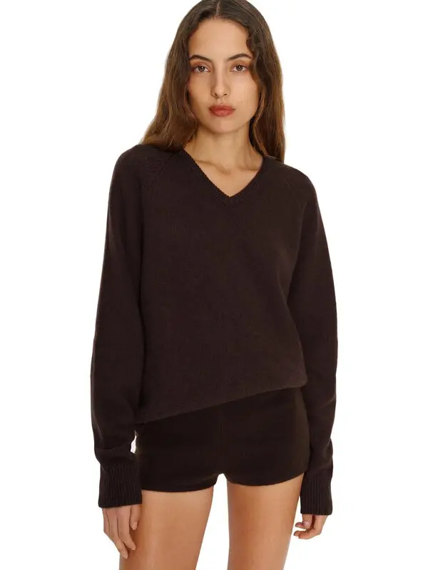 REFORMATION Walton Cashmere V-neck - Brown