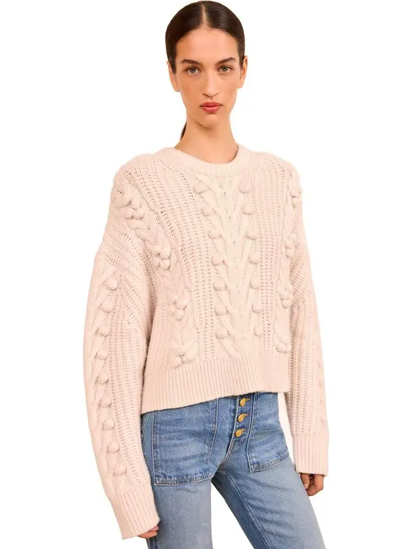 Ulla Johnson Indra Cable Knit Pullover Sweater - Alabaster