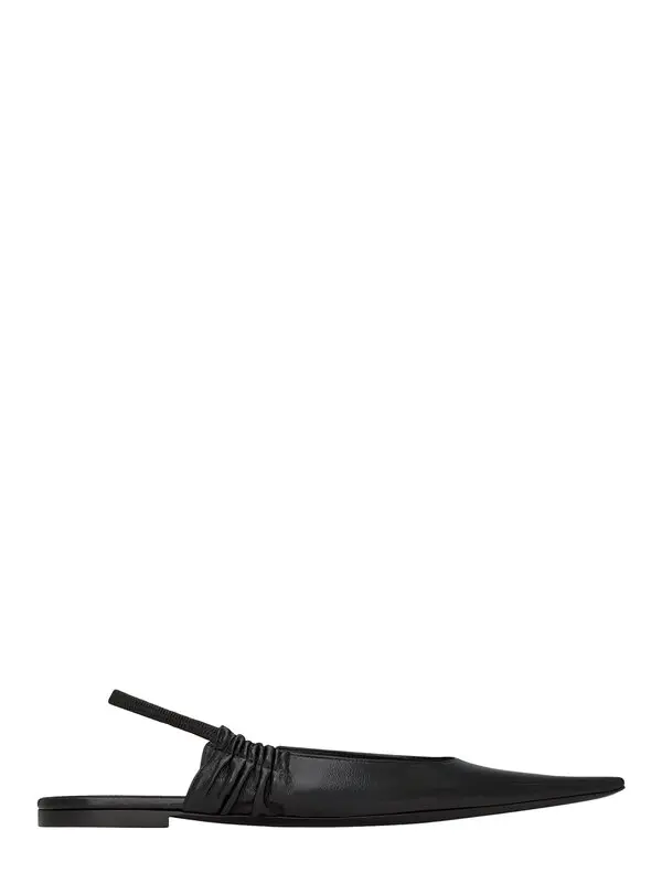 Saint Laurent Leather Anne-marie Slingback Flats - Black