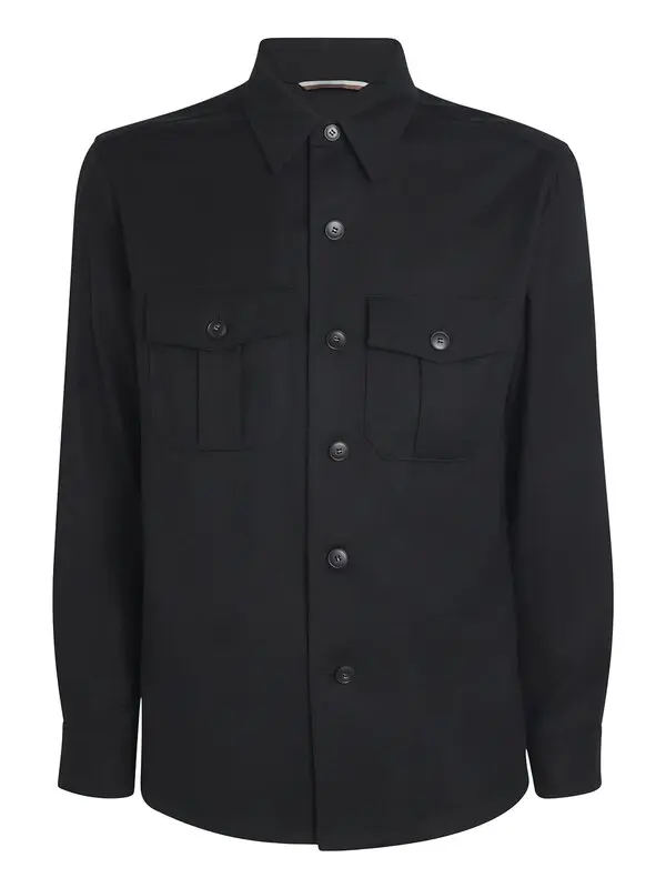 Canali Wool Overshirt - Black