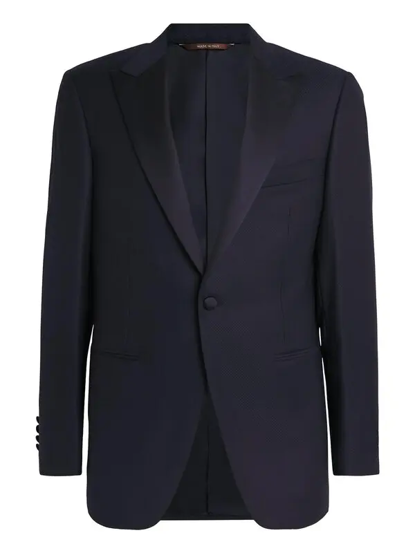 Canali Wool Textured Tuxedo Jacket - Grey