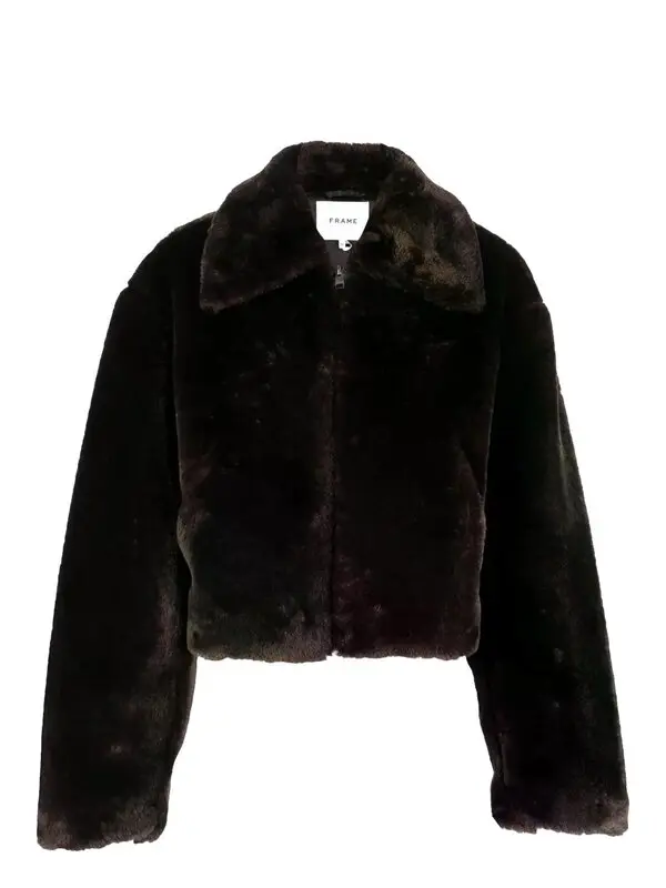 FRAME Faux-fur Cropped Jacket - Brown