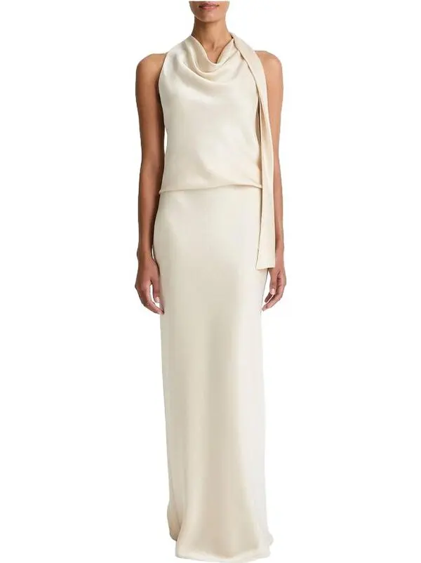 Vince Satin Bias Column Maxi Skirt - Natural
