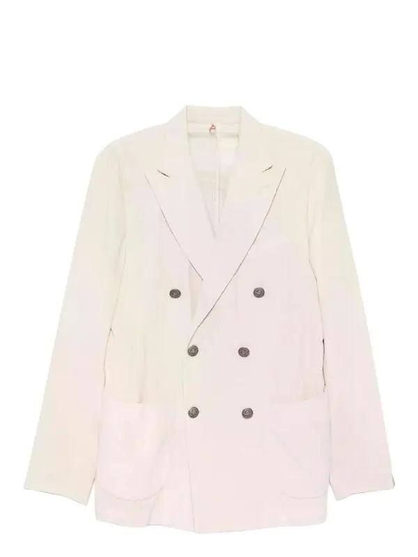 SANTANIELLO Double-breasted Corduroy Blazer - Neutrals