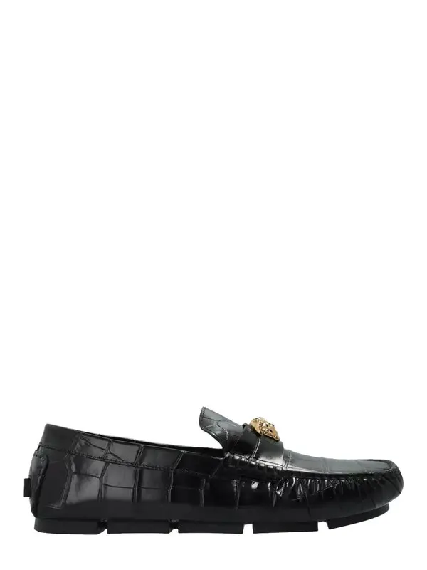 Versace Medusa Croc-effect Leather Loafers - Black