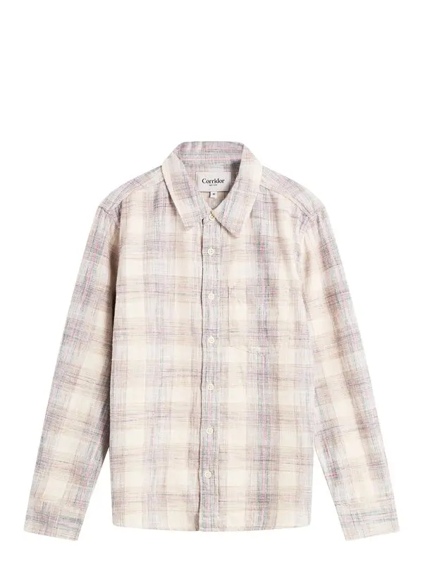 CORRIDOR Rosewood Plaid Long Sleeve Shirt - Natural