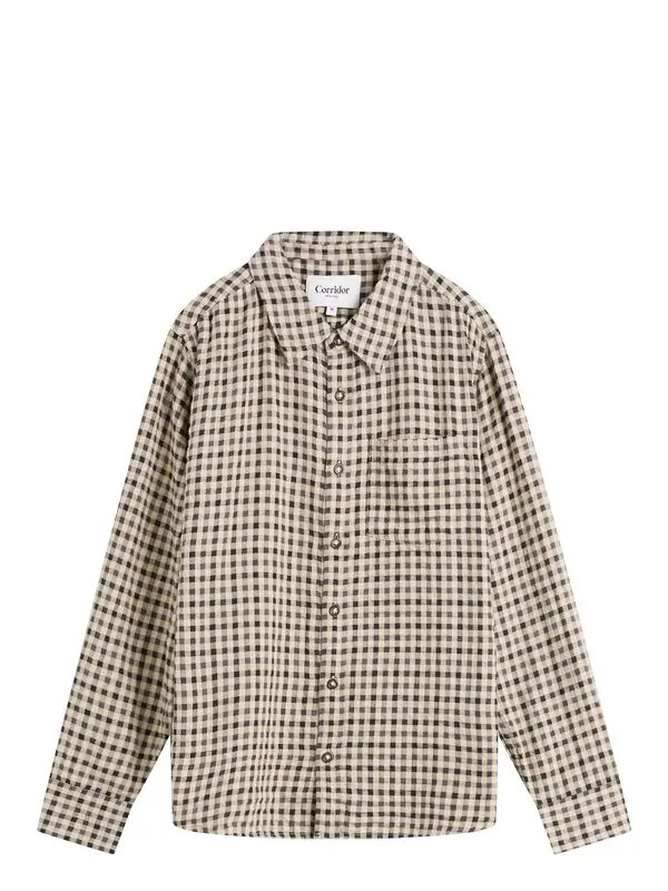 CORRIDOR Fall Check Long Sleeve Shirt - Natural