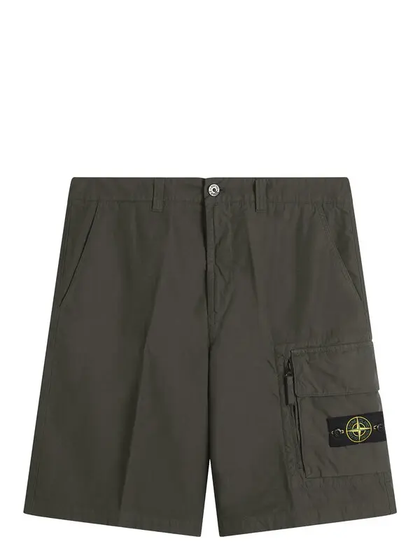 Stone Island Canvas Weave Cotton Cargo Shorts - Lead Grey