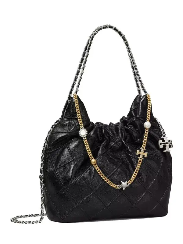 Tory Burch Fleming Distressed Tote Bag - Black