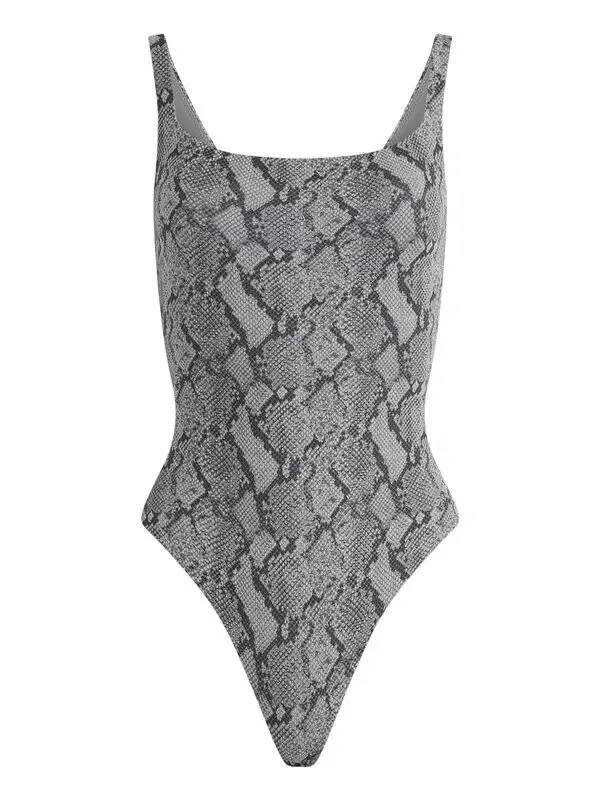 SKIMS Fits Everybody Square Neck Bodysuit - Shadow Snake Print