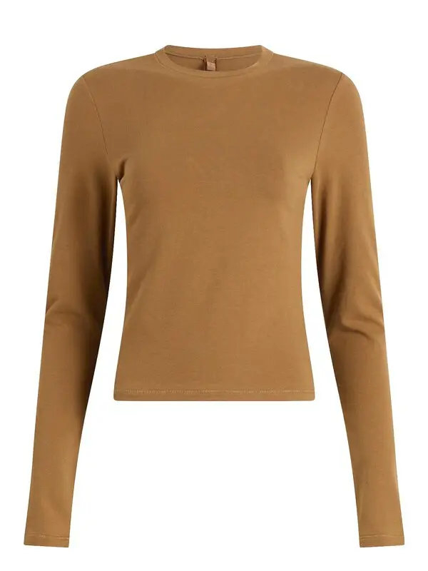 SKIMS Cotton Jersey Long Sleeve Top - Chai