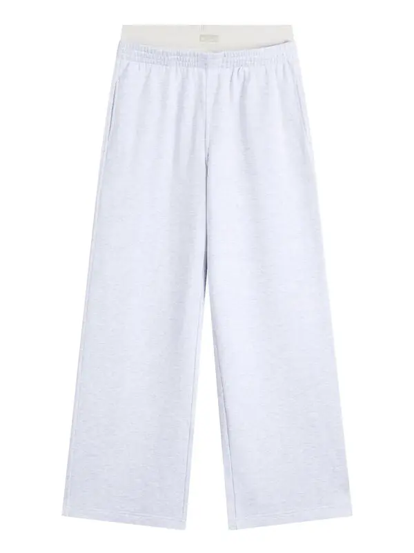 SKIMS Cotton Fleece Exposed Boxer Wide Leg Pants - Light Heather Grey